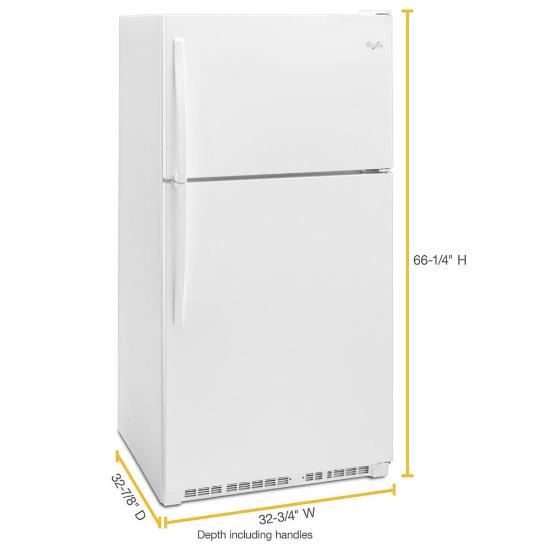 WHIRLPOOL 20.5 Cu Ft Refrigerator with LED interior lighting WRT311FZDW ...