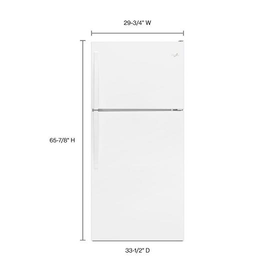 WHIRLPOOL Top Freezer Refrigerator WRT148FZDW | ABC Warehouse