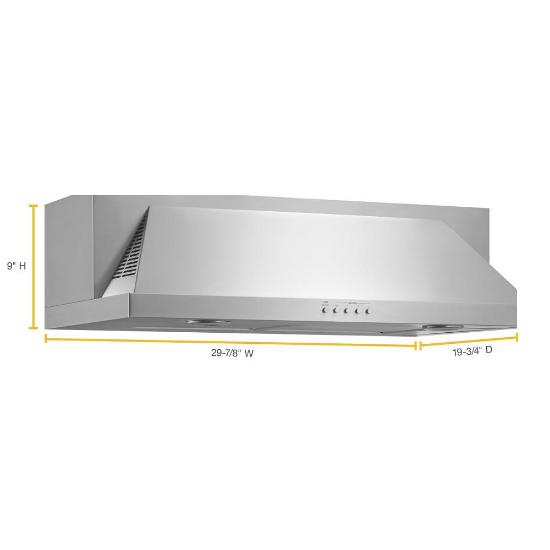 WHIRLPOOL 30" Under-cabinet Hood with Variable fan speeds UXT5530AAS ...