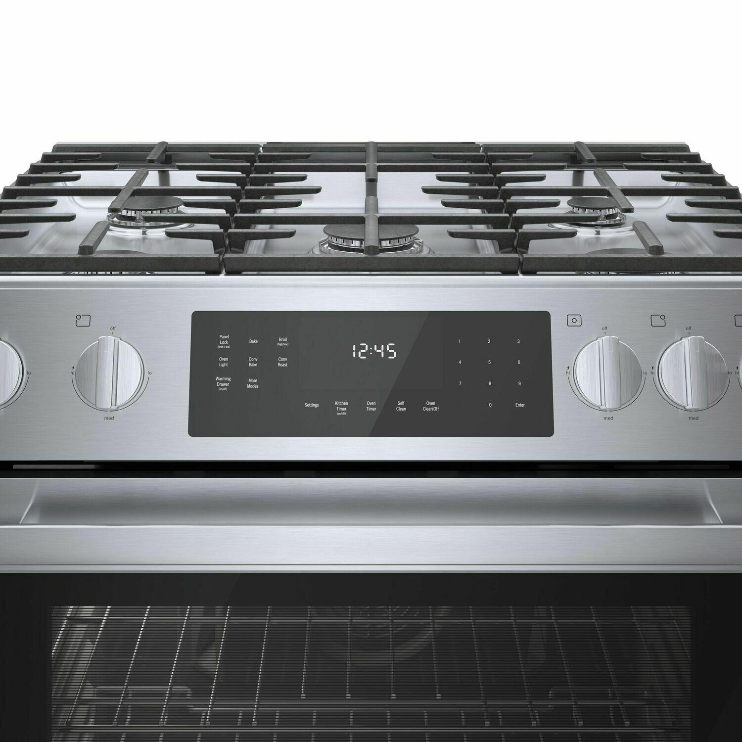 BOSCH 30" Gas Slide-in Range with Warming drawer HGI8056UC | ABC Warehouse